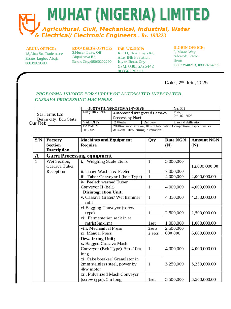 SG Farm Cassava Invoice | PDF