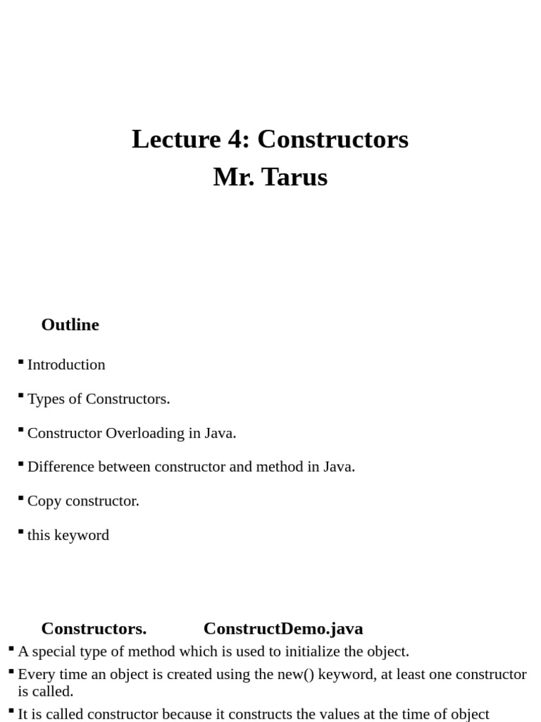 CSC 211 Lesson 4 Part3 Constructors | PDF | Constructor (Object Oriented Programming) | Programming