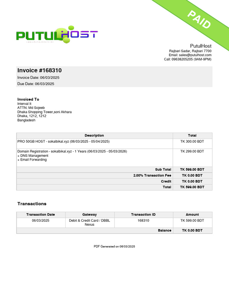 Invoice-168310 | PDF | Banking | Financial Services