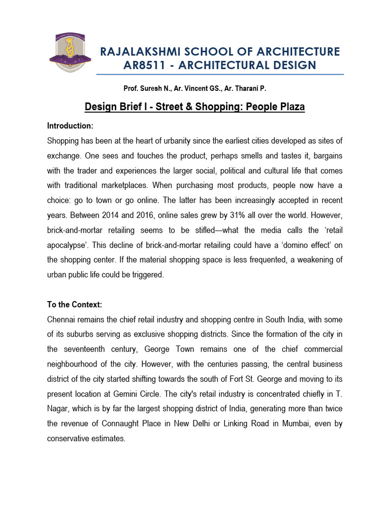 Architectural Design Brief I - Street & Shooping - People PLaza ...