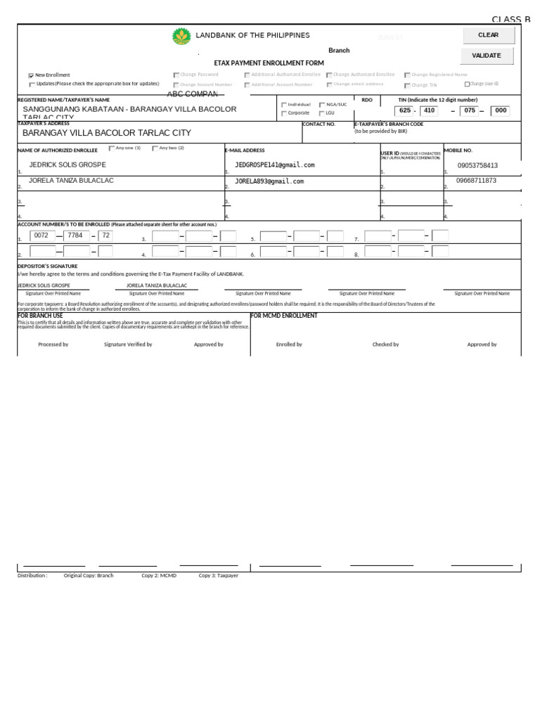New Etps Enrollment Forms 3 1 | PDF | Payments
