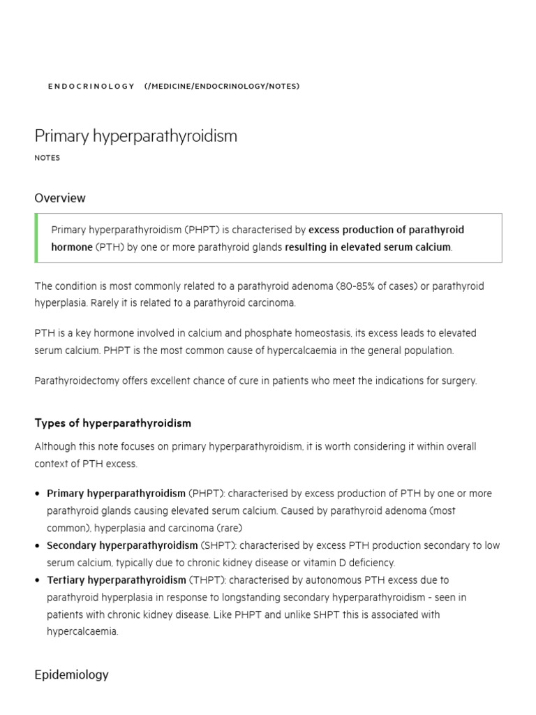 Pulsenotes - Primary Hyperparathyroidism | PDF | Parathyroid Gland ...