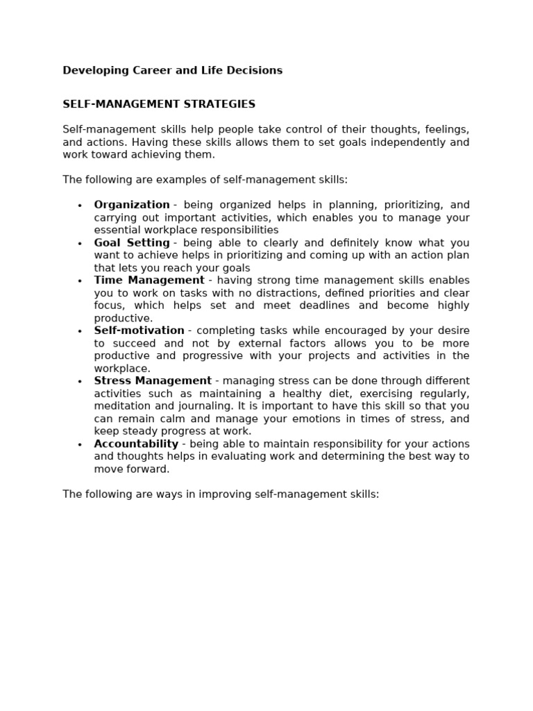 Basic 4 Developing Career and Life Decisions | PDF | Thought | Feeling