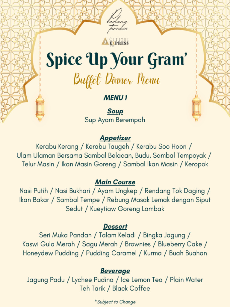Buffet Menu March | PDF | Cuisine | Southeast Asian Cuisine