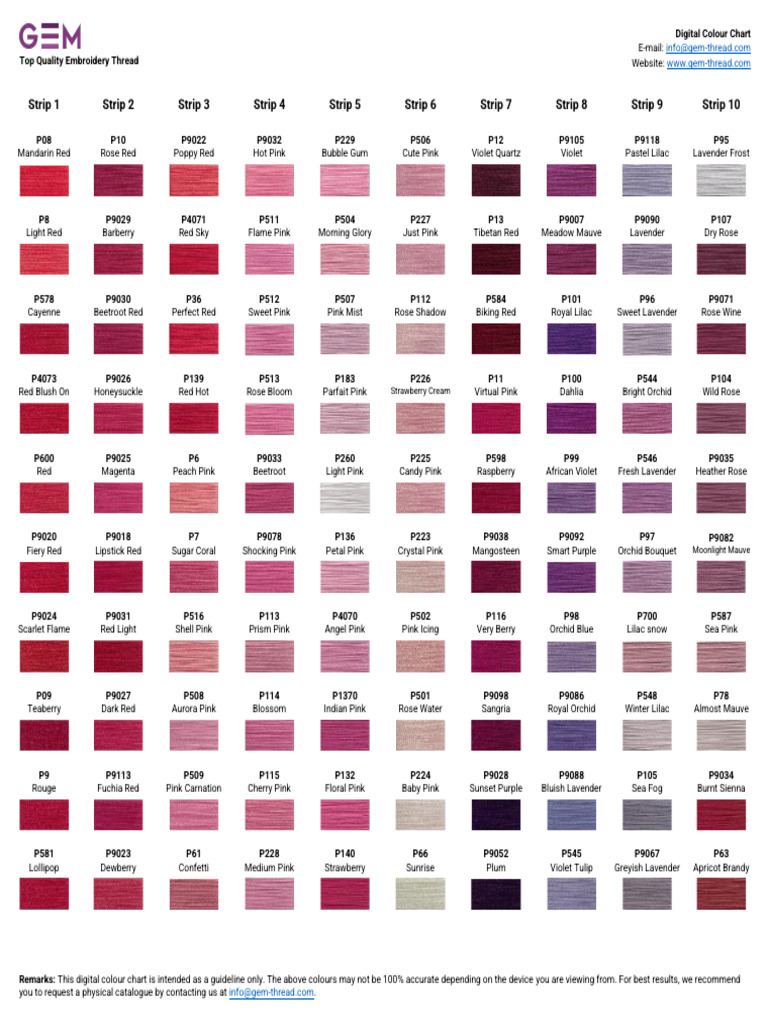 GEM Thread Digital Colour Chart 1 | PDF