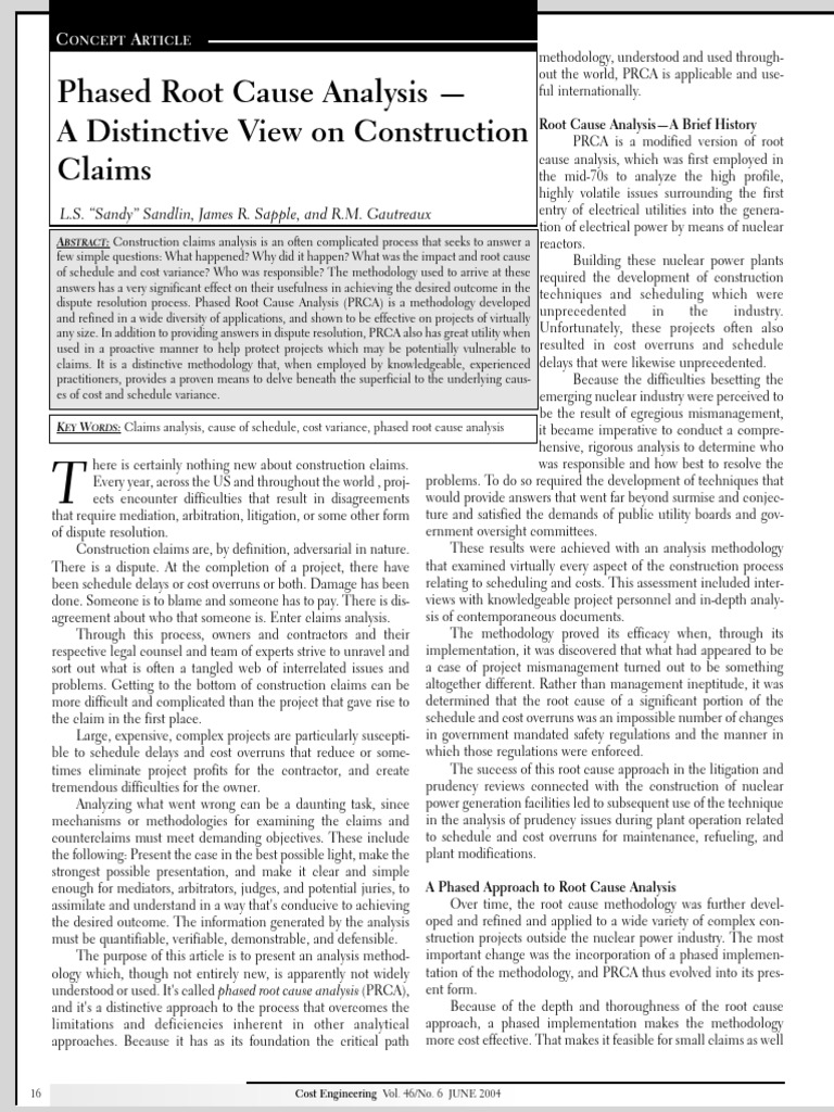Phased Root Cause Analysis in Construction Claims | PDF | Methodology