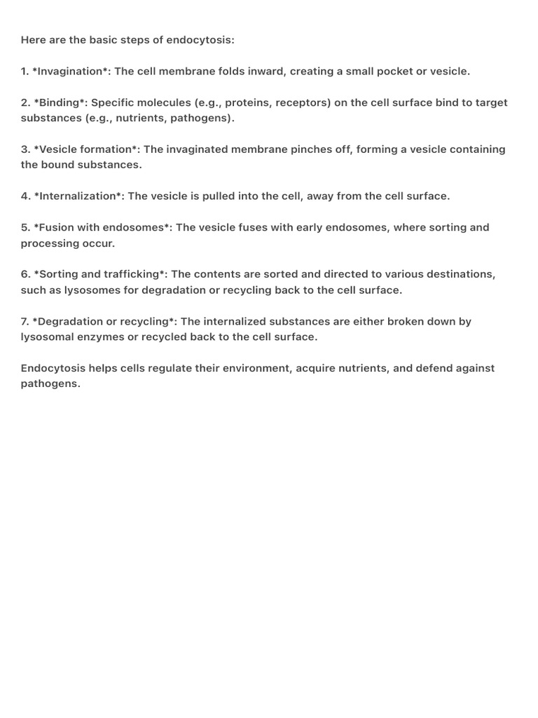 Here Are the Basic Steps of Endocytosis: | PDF