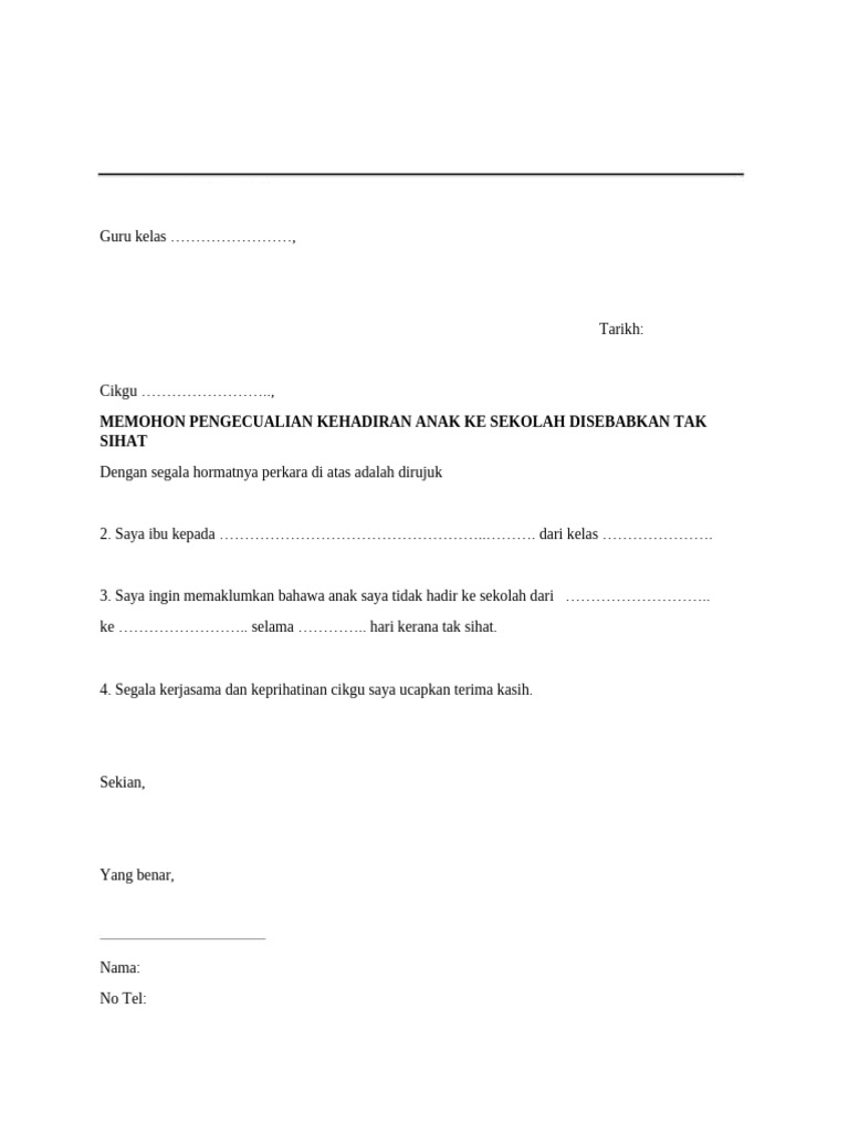 surat cuti sakit kosong 1 | PDF