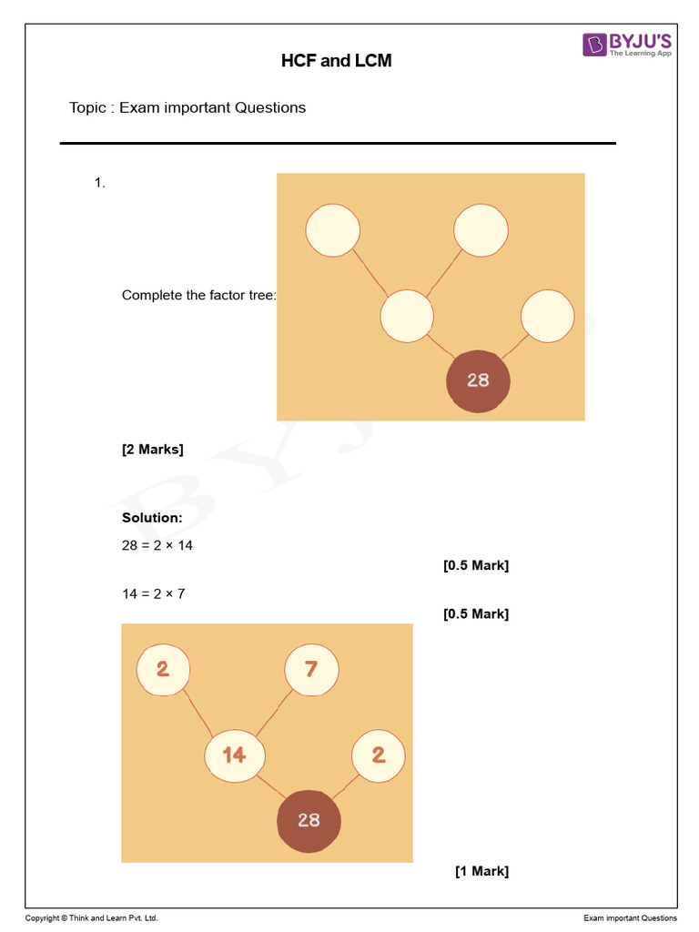 CBSE - G 05 - HCF and LCM - EIQ | PDF | Elementary Mathematics ...