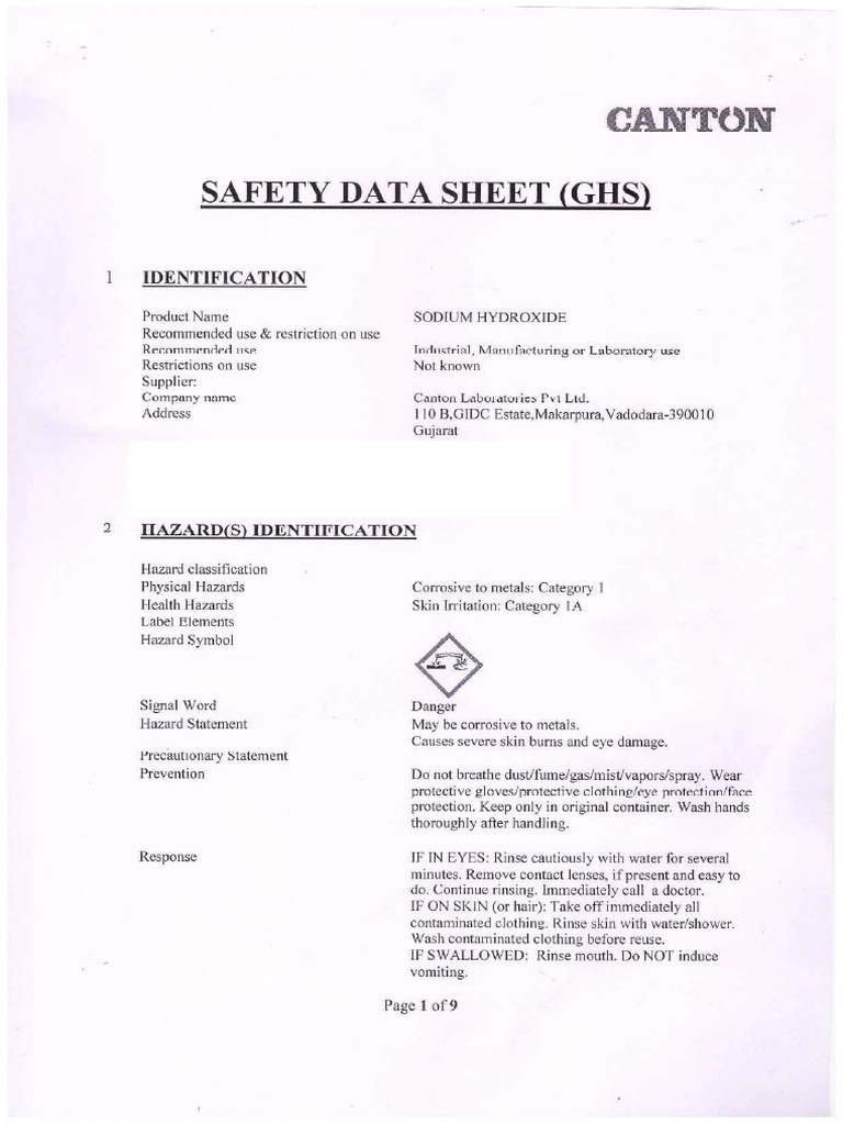 MSDS - Sodium | PDF