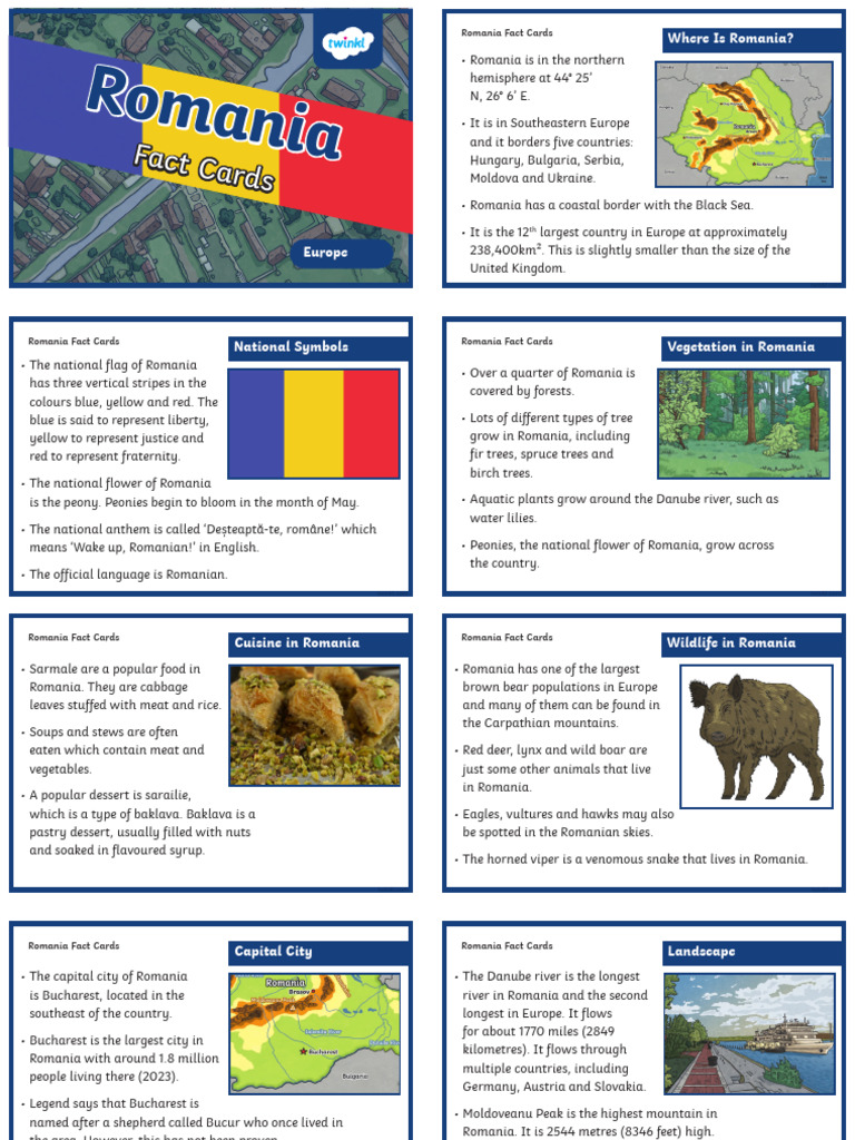 T G 1675351880 Ks2 Romania Fact Cards Ver 4 | PDF | Romania | Europe
