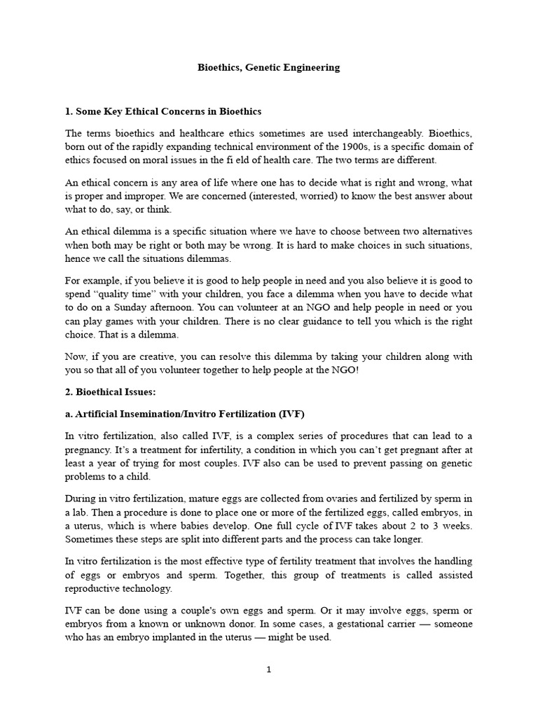 Bioethics, Genetic Engineering | PDF | Surrogacy | Bioethics