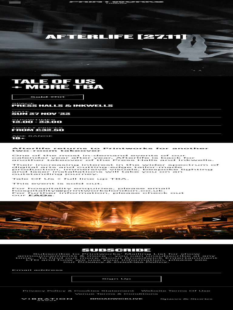 Afterlife at Printworks London - 27th November 2022 | PDF