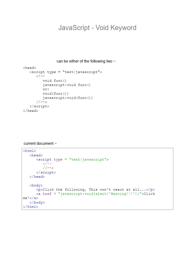 Understanding the JavaScript Void Keyword | PDF