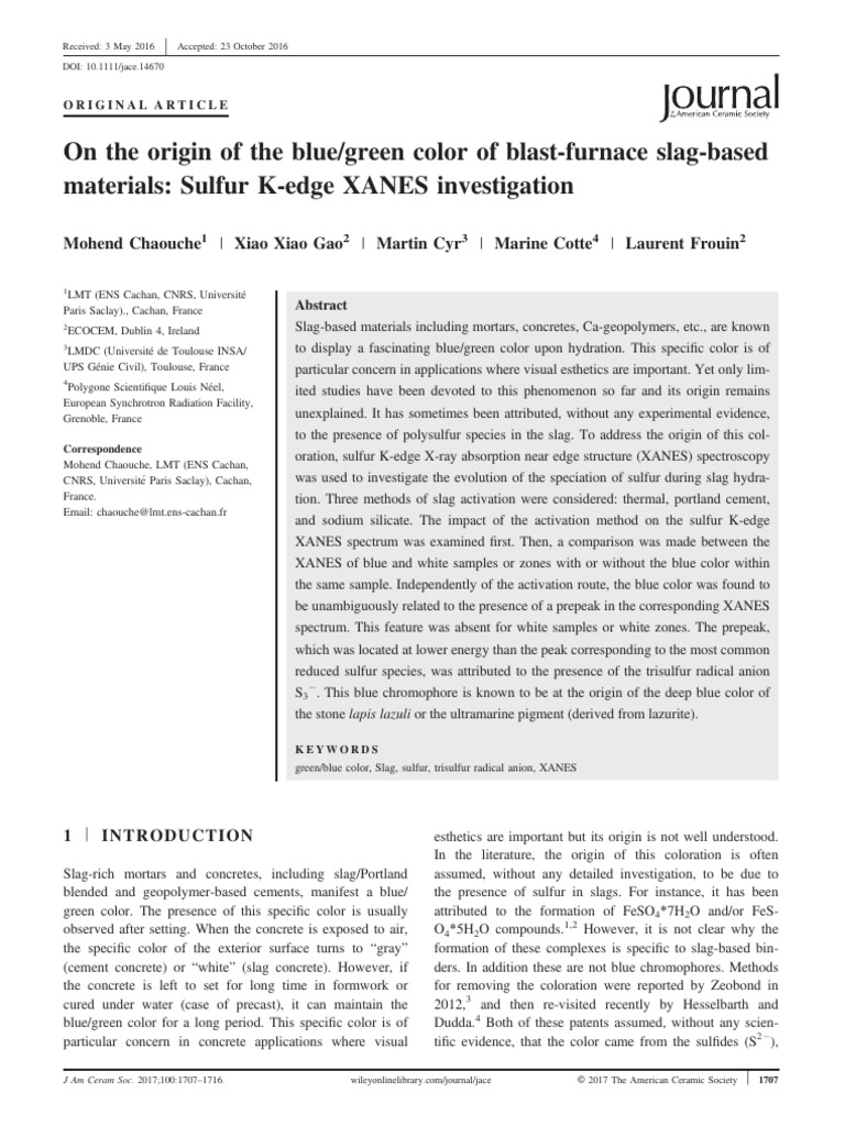 Origin of Blue/Green Color in Slag Materials | PDF | Materials ...