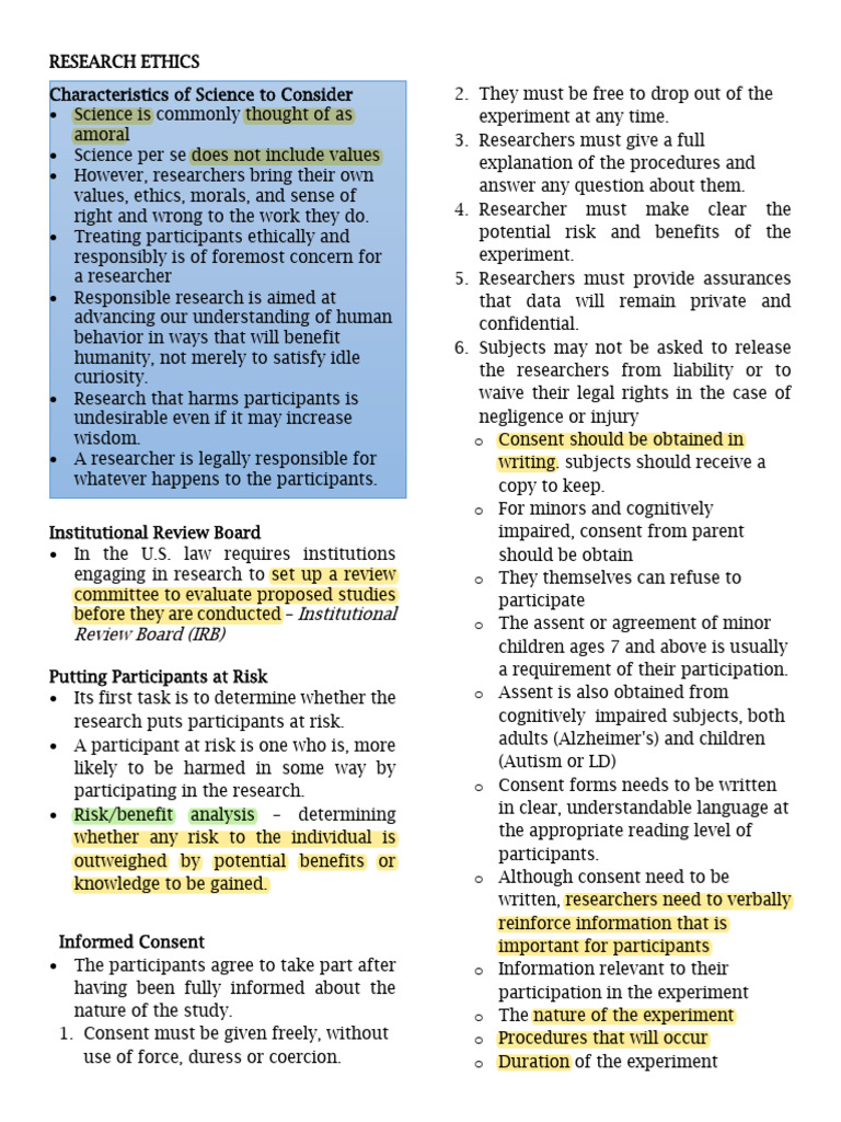 Research Ethics | PDF | Informed Consent | Deception