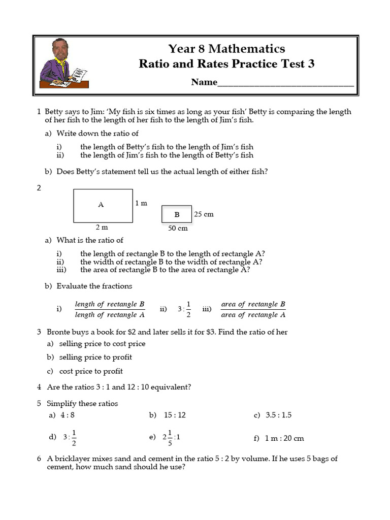Year 8 Ratio Rates 3 | PDF | Ratio | Area