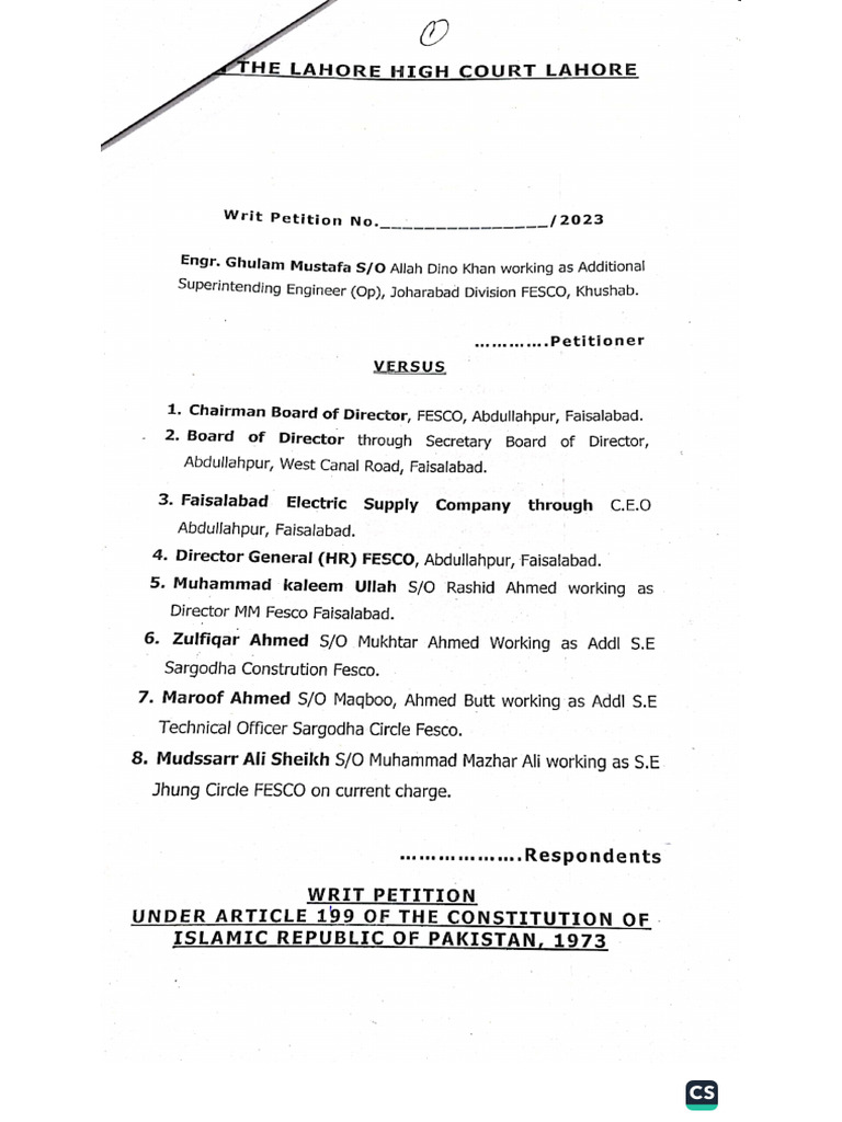 Writ Petition Ghulam Mustafa Dahar | PDF