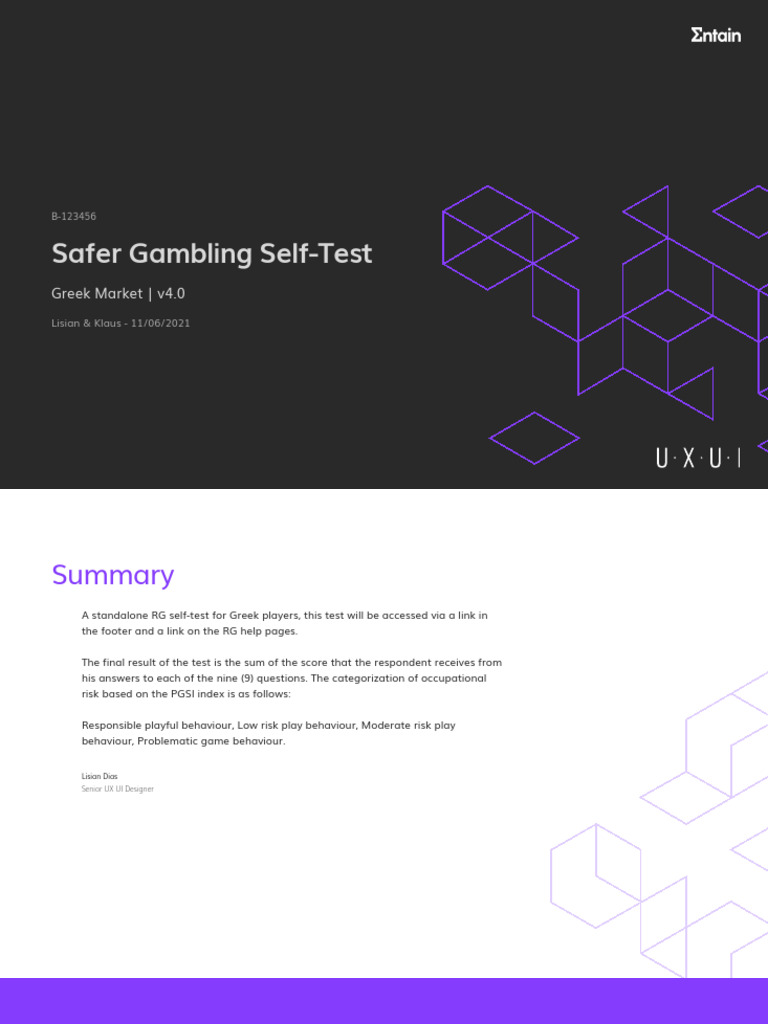 Greek Market Safer Gambling Self-Test | PDF