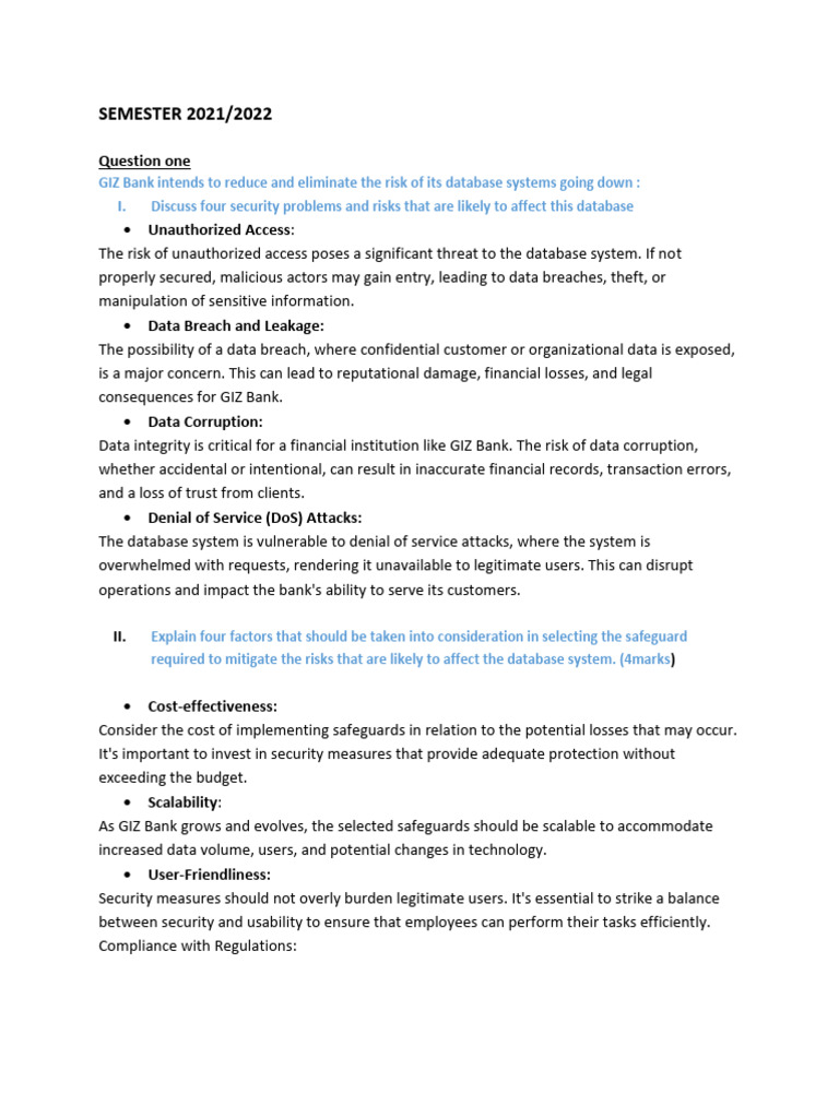 SCO 406 2021-2022 Past Papers | PDF | Information Security | Security