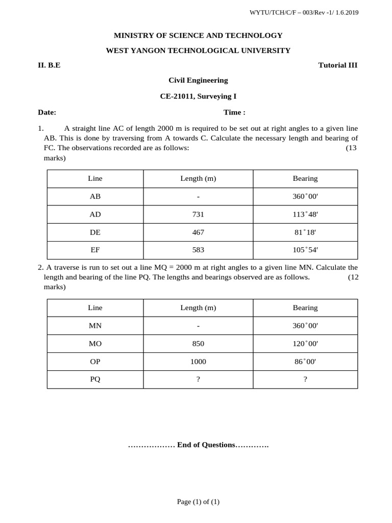 Tutorial - III, IIBE (CE-21011) - (2024-2025) | PDF