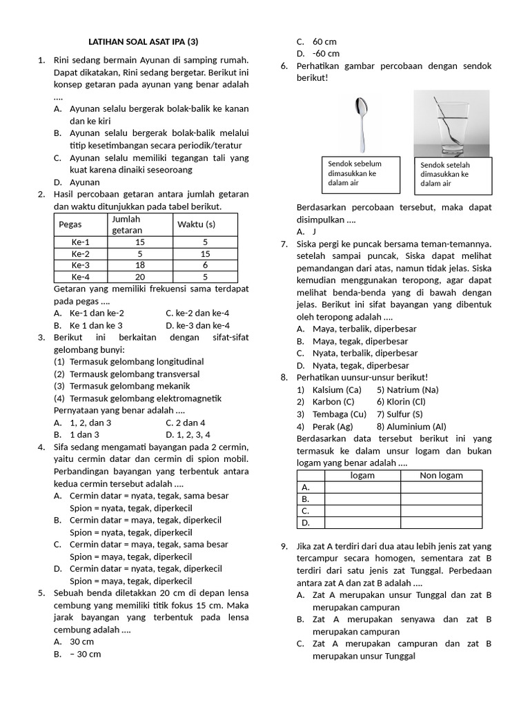 Latihan Soal Asat Ipa | PDF