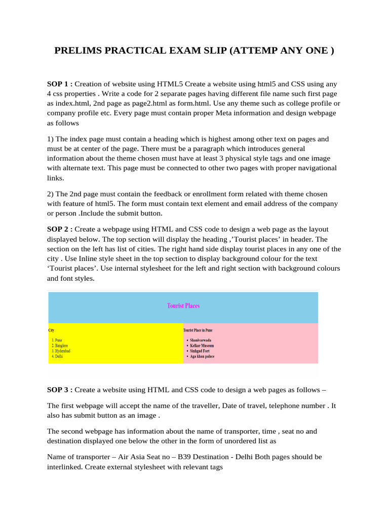 PRELIM IT PRACTICAL EXAM SLIP | PDF | Html Element | Computer File