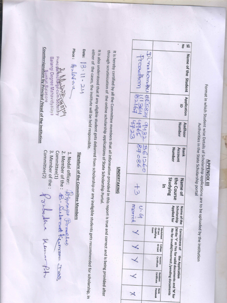 College Declaration Form e Medhabruti | PDF