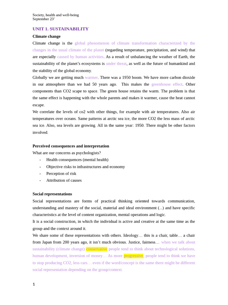 UNIT 1 | PDF | Climate | Climate Change
