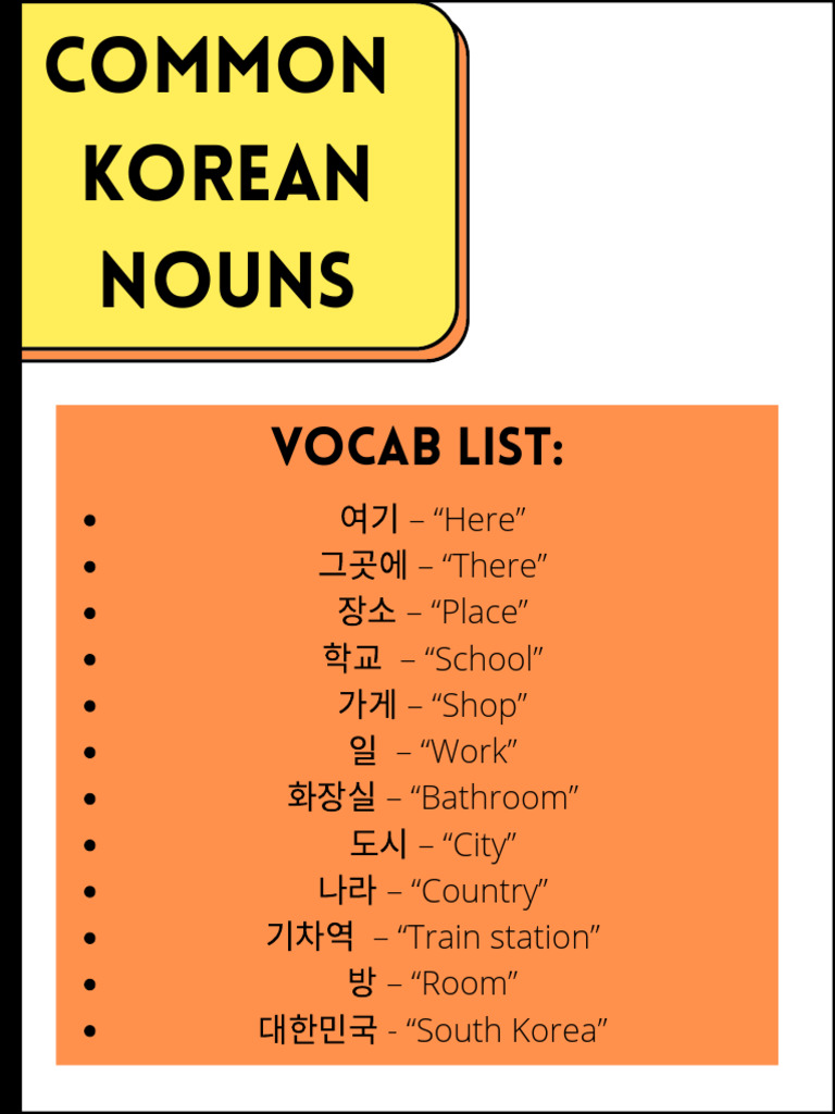 Common Korean Nouns #1 | PDF