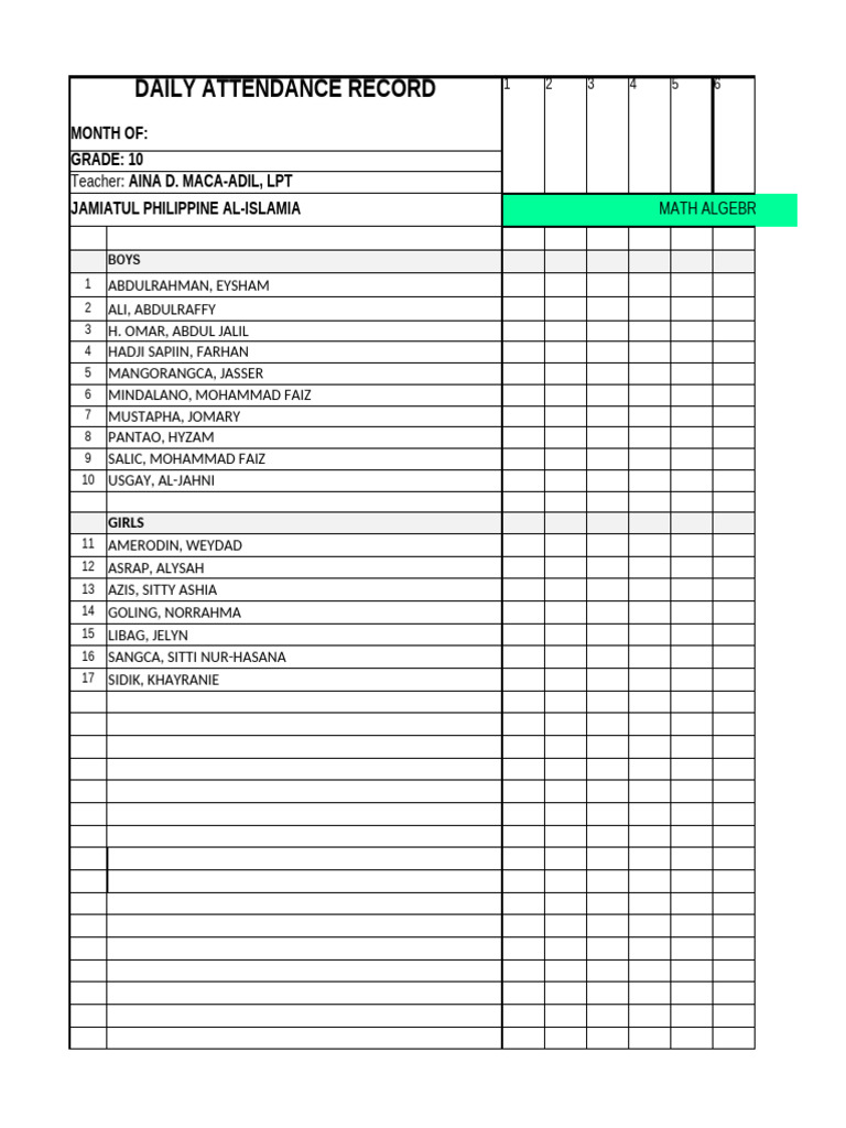 ATTENDANCE_SHEET | PDF