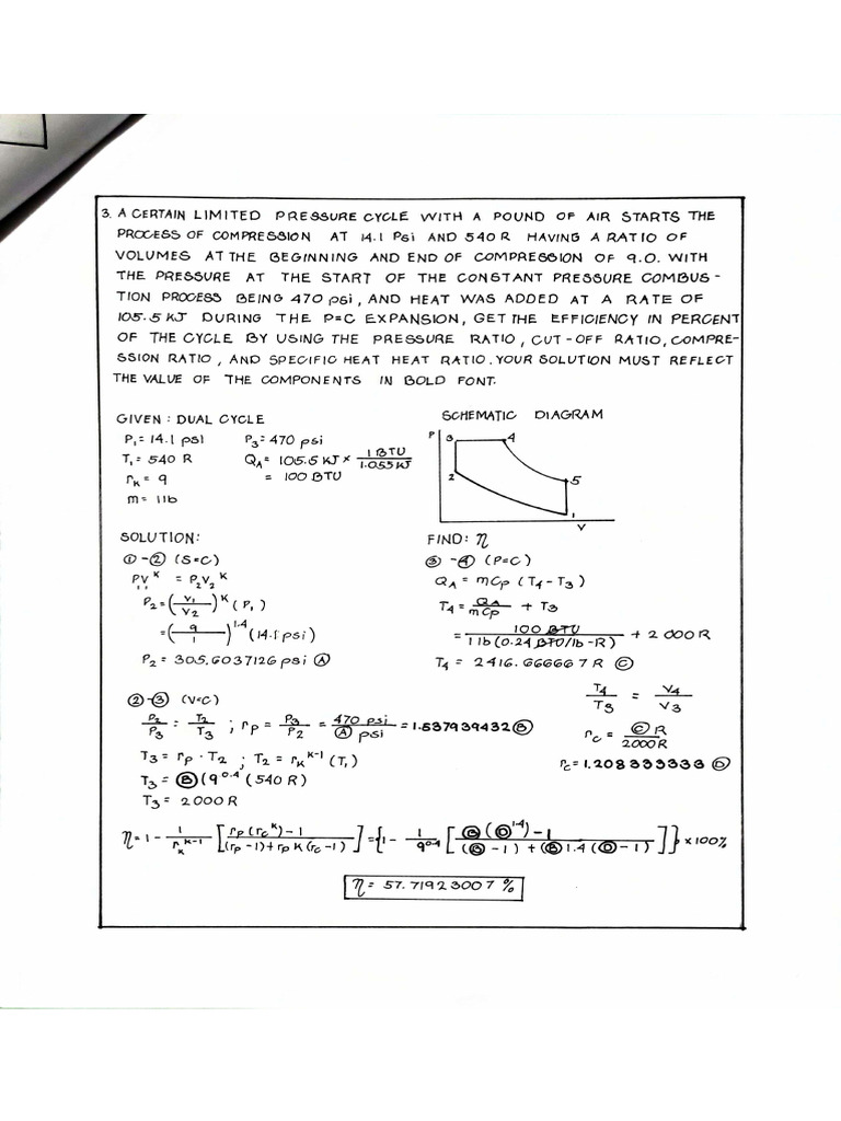 Limited Pressure Cycle Problem On Combustion | PDF