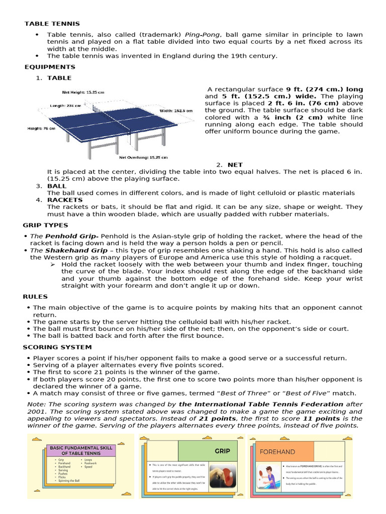 Table Tennis (1) | PDF | Table Tennis | Indoor Sports
