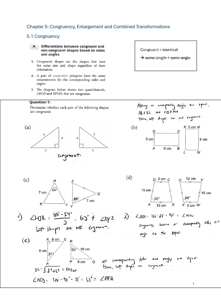 Transformations: Congruency & Enlargement | PDF | Shape | Geometry