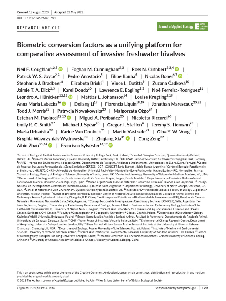 Biometric Conversion Factors As A Unifying Platfor | PDF | Variance ...
