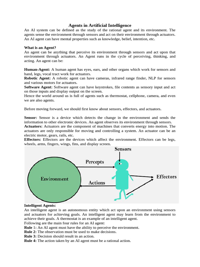 Understanding AI Agents and Their Types | PDF | Artificial Intelligence ...