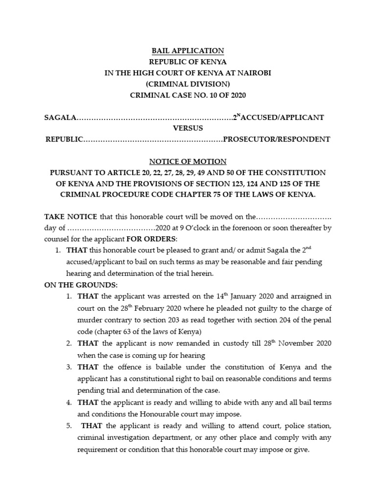 Bail Application When It Has Been Denied-Sila | PDF | Bail | Arraignment