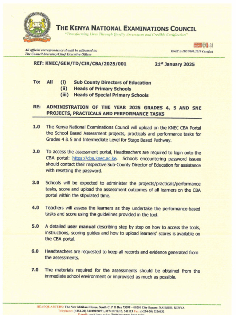 2025 Circular for Grades 45 and SNE Projects and Practicals (1) | PDF