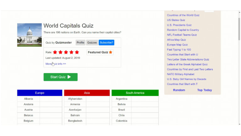 quiz capitals ppt | PDF