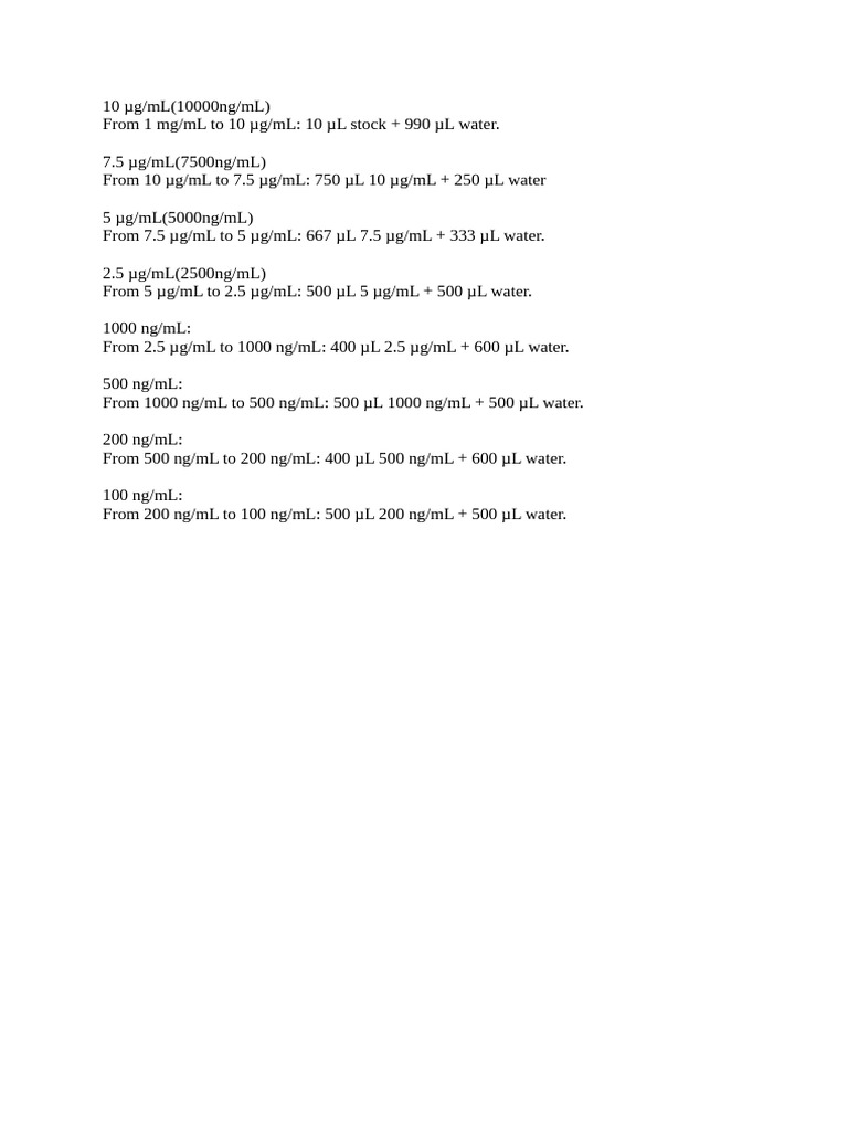 Calculations For Serial Dilutions | PDF