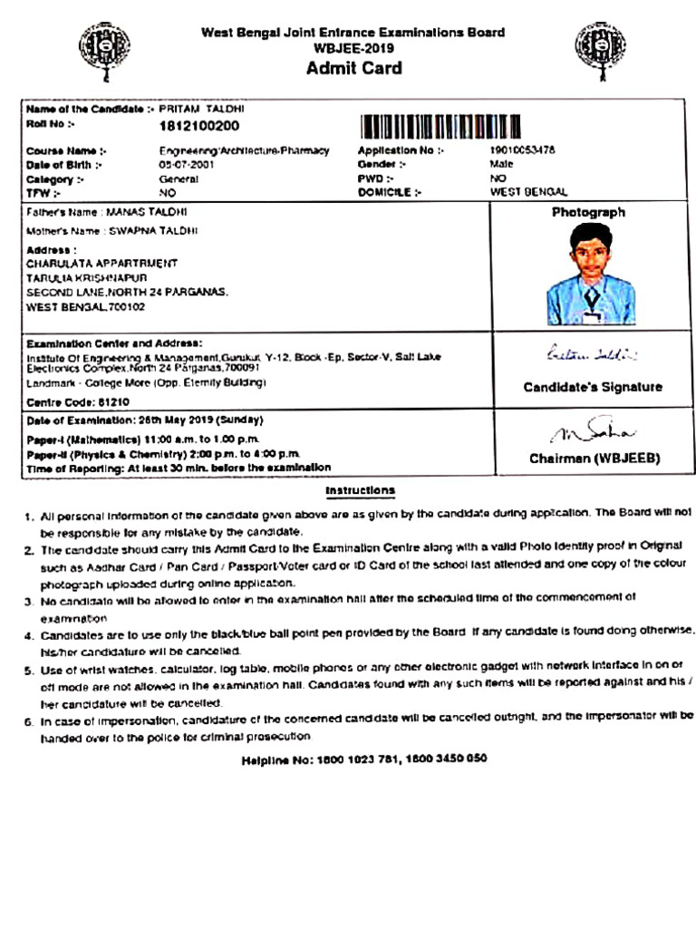 Admit Card | PDF