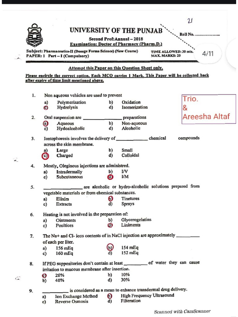 Dosage Form Mcq's 2018-2023 | PDF