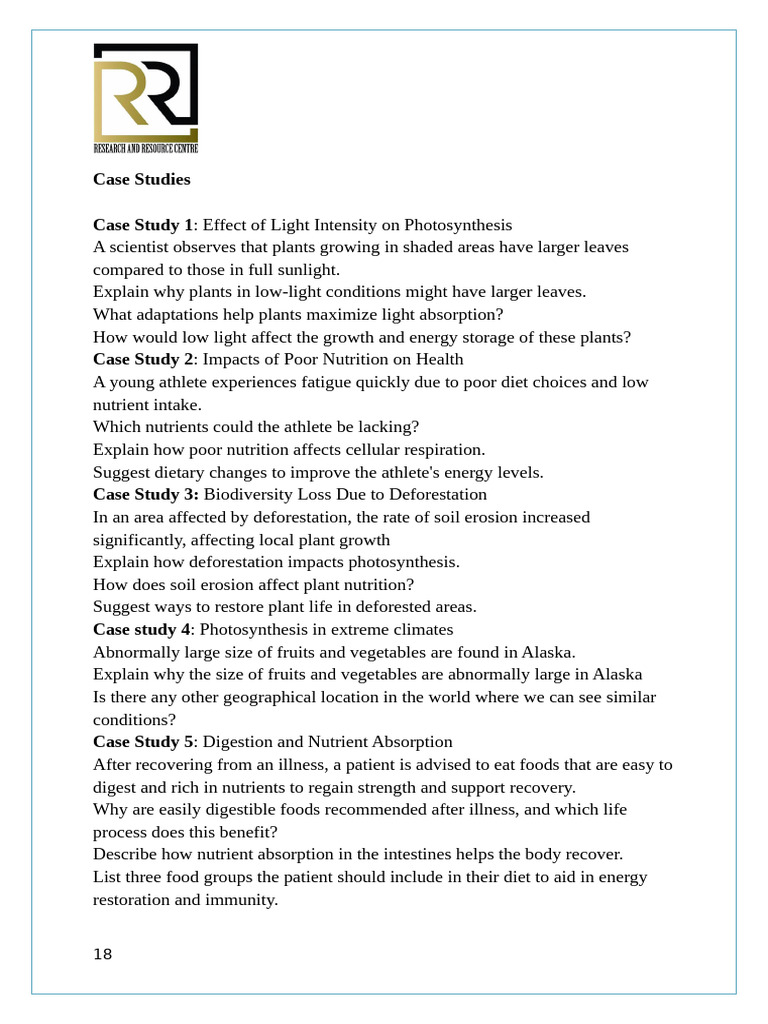 Science Case Studies on Nutrition and Growth | PDF