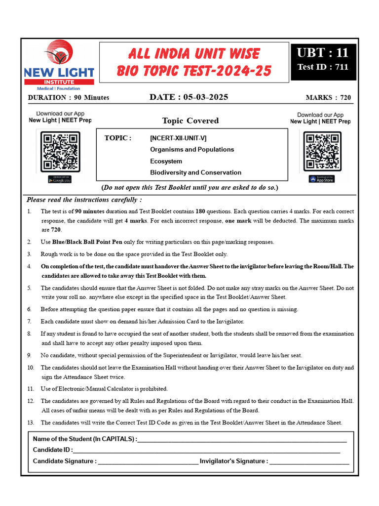 UBT-11 Paper (05-03-2025) | PDF