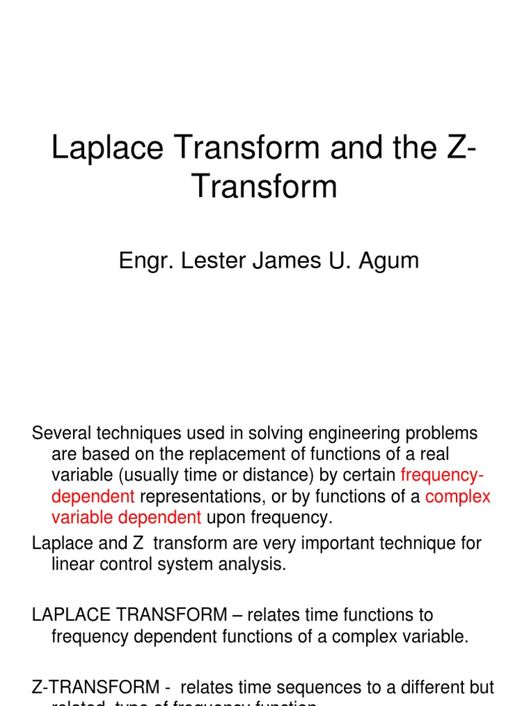 Laplace and Z-Transform Relations | PDF | Laplace Transform ...