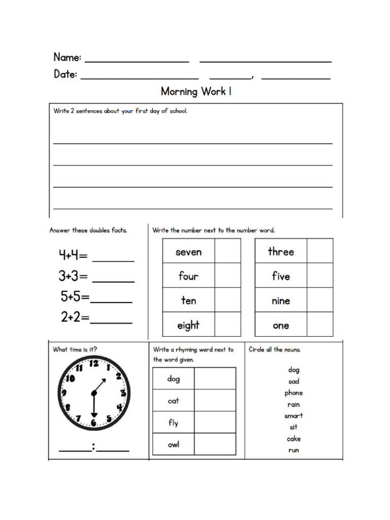 10 Copies Both Sides Morning Work Sep 16 | PDF