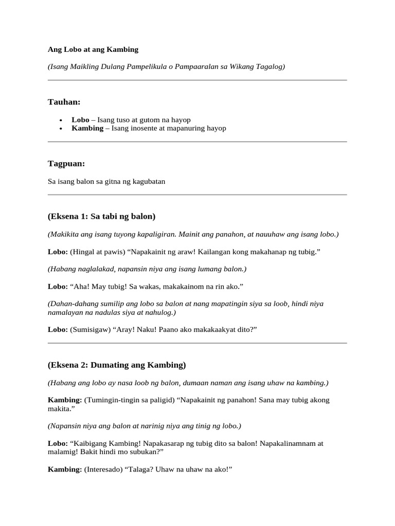 Ang Lobo at Ang Kambing | PDF