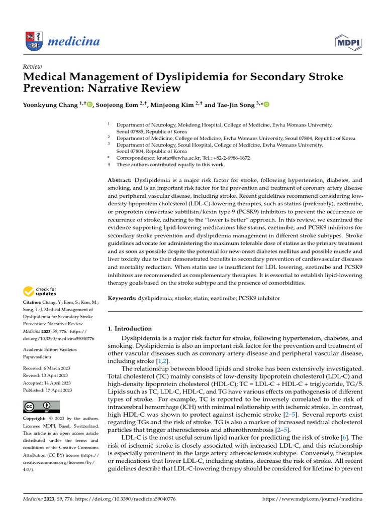 Dislipidemia and Meds | PDF | Statin | Stroke