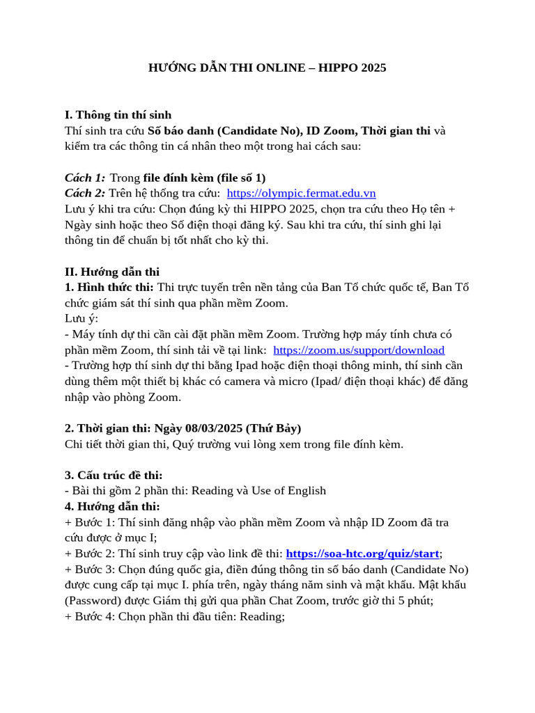 Hướng Dẫn Thi Hippo Online | PDF