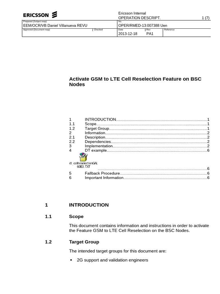Activate GSM To LTE Cell Reselection Feature On BSC Nodes | PDF | Lte ...